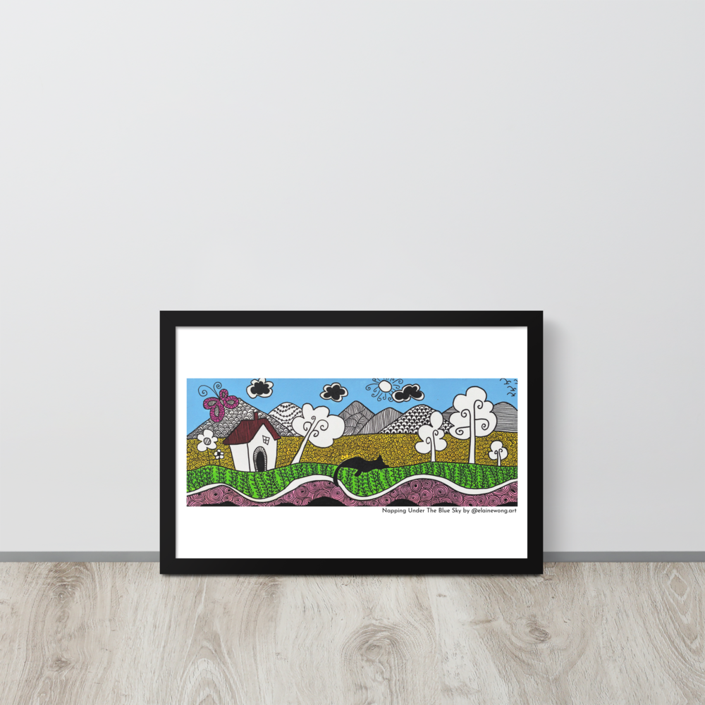 Napping Under the Blue Sky | Framed Poster – THATBLACKCAT